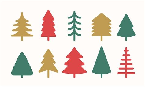 Premium Vector Colorful Christmas Tree Icon Set