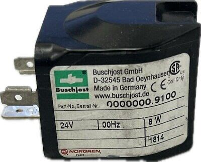 Buschjost Norgren Magnetventil 00000009100 Solenoide Valve 24 V 00 Hz