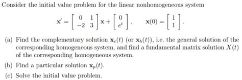 Solved Consider The Initial Value Problem For The Linear Chegg