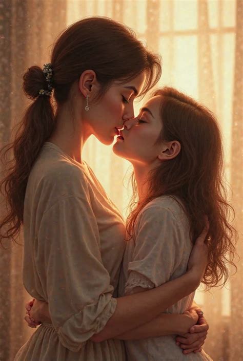 Mother And Daughter Kissing On The Mouth Seaart Ai