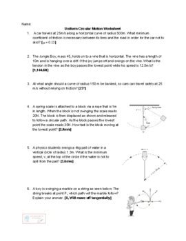 Uniform Circular Motion Worksheet By Engineering Futures TpT