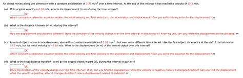 Solved An Object Moves Along One Dimension With A Constant
