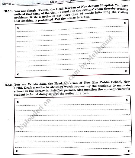 Notice Writing Cbse Class 8 Format Topics Exercises