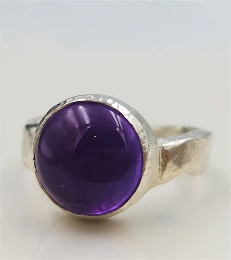 Chunky Amethyst Cabochon Sterling Silver Ring Folksy