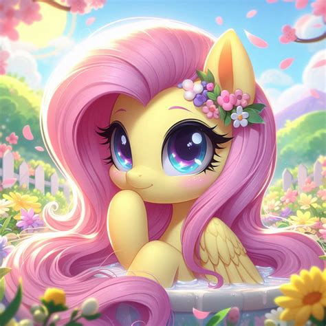 Fluttershy In A Bird Bath By Selenebright On Deviantart