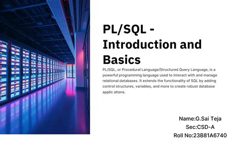 Procedural Languagestructured Query Language Ppt