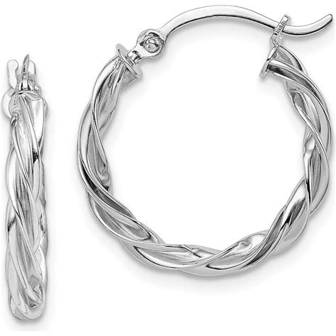 14k White Gold 205mm Polished Twisted Hoop Earrings By Oro Pregiato