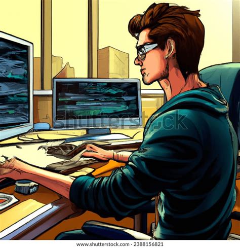 Male Programmer Office Comic Book Style Ai Generated Image 2388156821