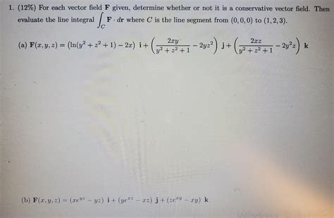 solved 1 12 for each vector field f given determine
