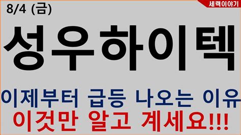 주식 주식전망 성우하이텍 집중 지금 기회인 이유 Youtube