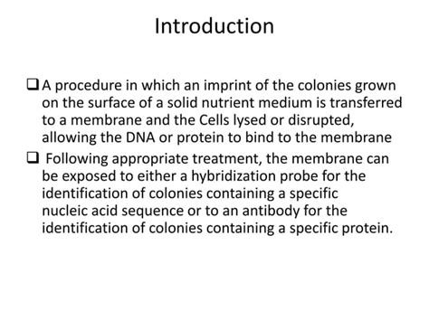 Colony Blot Hybridization Pptx Pptx Biological Sciences Science