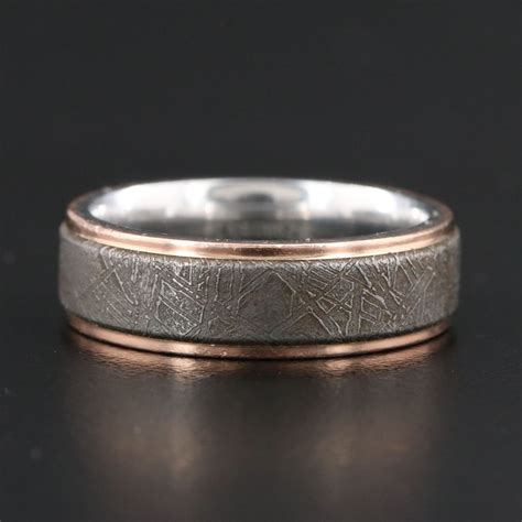 Lashbrook Cobalt And Meteorite Ring With 14k Rose Gold Trim Ebth