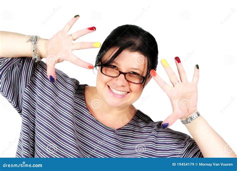 Artista De Sexo Femenino Que Se Divierte Con La Pintura Imagen De Archivo Imagen De Mujer