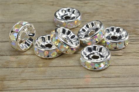 Coated White Crystal Metal Seperators Silver Tone Brass Etsy