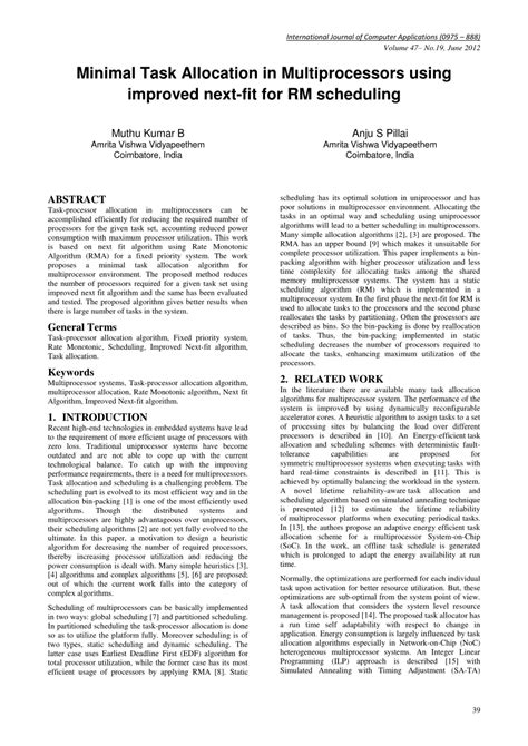 pdf minimal task allocation in multiprocessors using improved next
