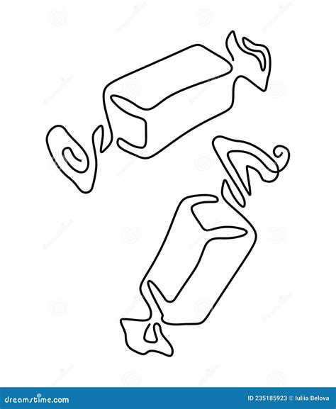 Candy In A Wrapper Continuous Line Drawing Stock Vector Illustration
