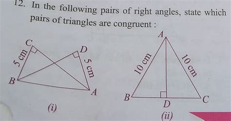 Question In The Following Pairs Of Right Angled Triangles State Which P