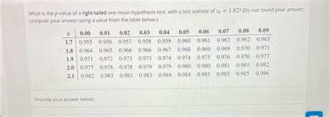 Solved What Is The P Value Of A Right Tailed One Mean