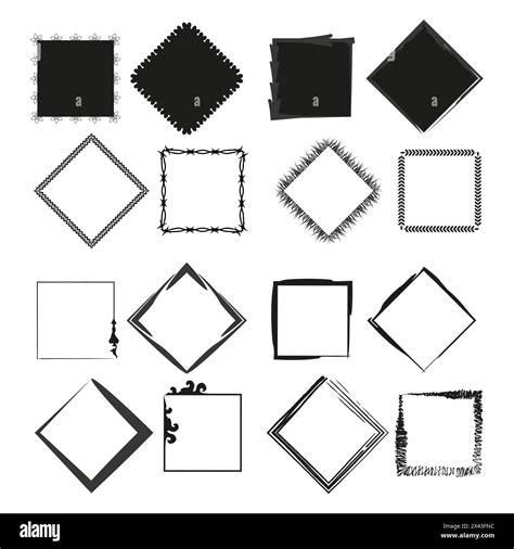 Decorative Borders Vector Collection Assorted Frames Set Monochrome Square Design Stock Vector