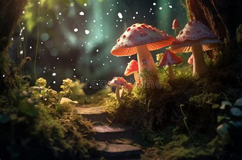 Mushroom Hollow Magical Fairytale World Stock Illustration