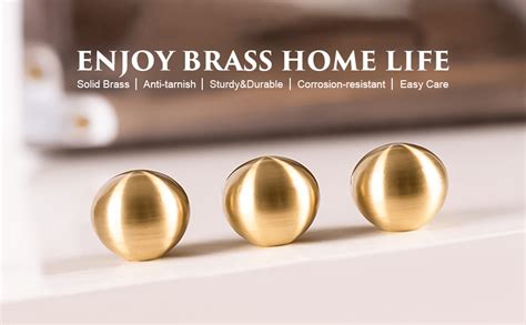 Rzdeal 4pcs 1 14 Solid Brass Cabinet Knobs Brushed Gold Ball Furniture Door Hardware Handles