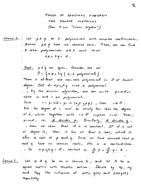 Math 583 A Proof Of Spectral Theorem For Square Matrices