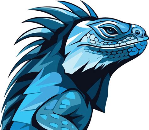 A Striking Blue Iguana Head Rendered In A Bold Stylized Design