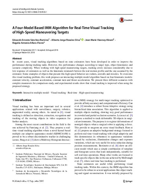 Pdf A Four Model Based Imm Algorithm For Real Time Visual Tracking Of High Speed Maneuvering