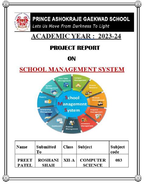 Computer Project School Management System Pdf Sql Relational Database