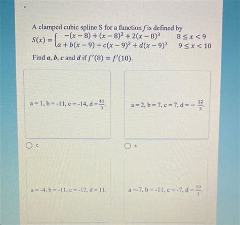 solved a clamped cubic spline s for a function f is defined