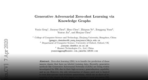 Paper Page Generative Adversarial Zero Shot Learning Via Knowledge Graphs