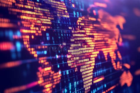 A Colorful Representation Of A World Map Made From Binary Code
