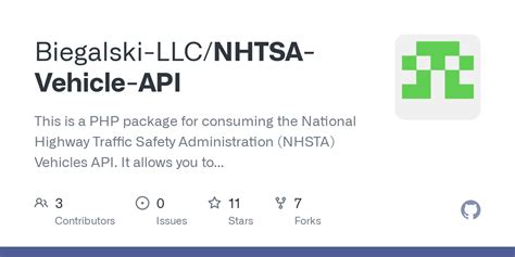 Github Biegalski Llcnhtsa Vehicle Api This Is A Php Package For