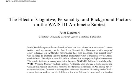 Iqs Corner Interpretation Of Wechsler Arithmetic Subtest Intelligent