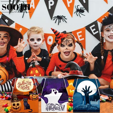 Sooth 6 ชิ้นเซ็ตกล่องขนมฮาโลวีนของขวัญ Ghost Pumpkin Paper Candy Box