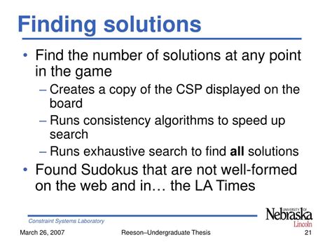 Ppt Using Constraint Processing To Model Solve And Support Interactive Solving Of Sudoku