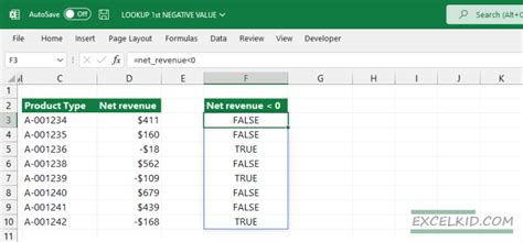 Lookup First Negative Value Excel Bootcamp