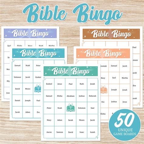 Bible Bingo Printable Game 50 Cards With Bible Characters Christian