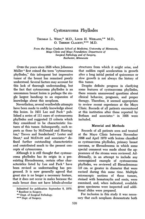 Cystosarcoma Phyllodes Pmc