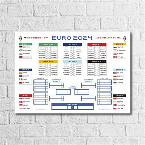 Retro Euro 2024 Football Wall Chart Euros Germany Wall Planner £9 99