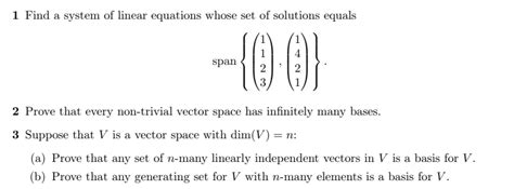 Solved Find A System Of Linear Equations Whose Set Of Chegg