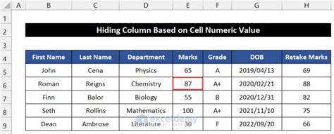 Excel VBA Hide Columns Based On Cell Value Examples