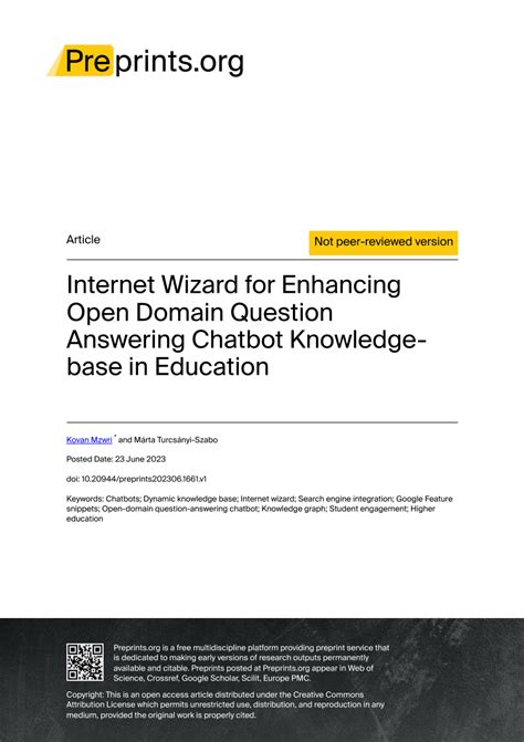 pdf internet wizard for enhancing open domain question answering