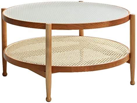 Joygood End Tables Round Glass Coffee Table Combination Small