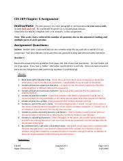 CIS Assignment Docx CIS Chapter Assignment Instructions Provide Answers In A New