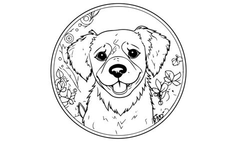 Premium Vector A Dog With A Flower Coloring Book Pages For Dodler