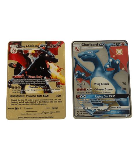 Buy Shining Charizard Gx Custom Gold Metal Pokemon Cards 2pc Online At