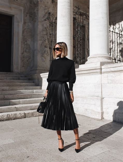 Black Pleated Skirt Outfit Ideas Elegant Versatile And Effortlessly