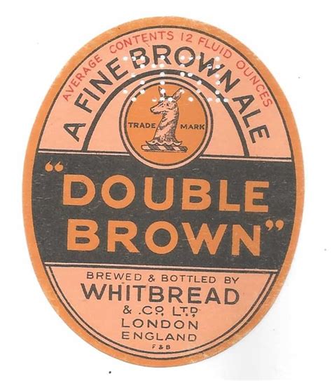 Whitbread Double Brown 12 Fl Ozs 85mm Tall British Beer Labels
