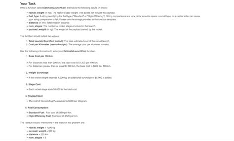 Solved Your TaskWrite A Function Called EstimateLaunchCost Chegg Com